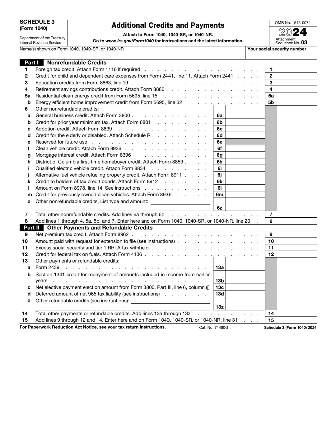 Deep Dive into Form 1040 Schedule 3: Credits and Payments – Taxtium